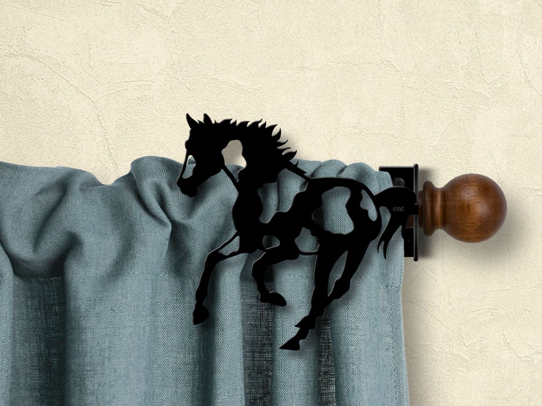 Western Decor Paint Horse Drapery Rod Holder - Individual Metal Curtain ...