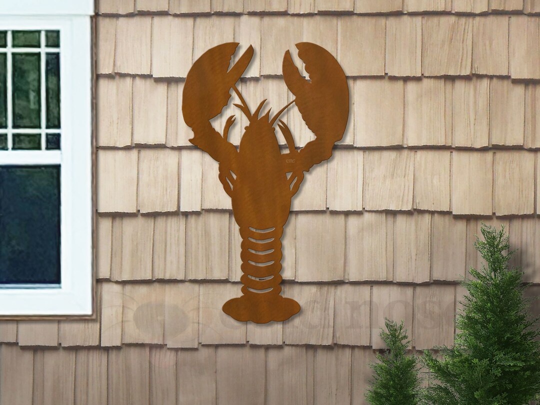 Coastal Theme Indoor-outdoor Lobster Very Large Metal Wall Art in Clear ...