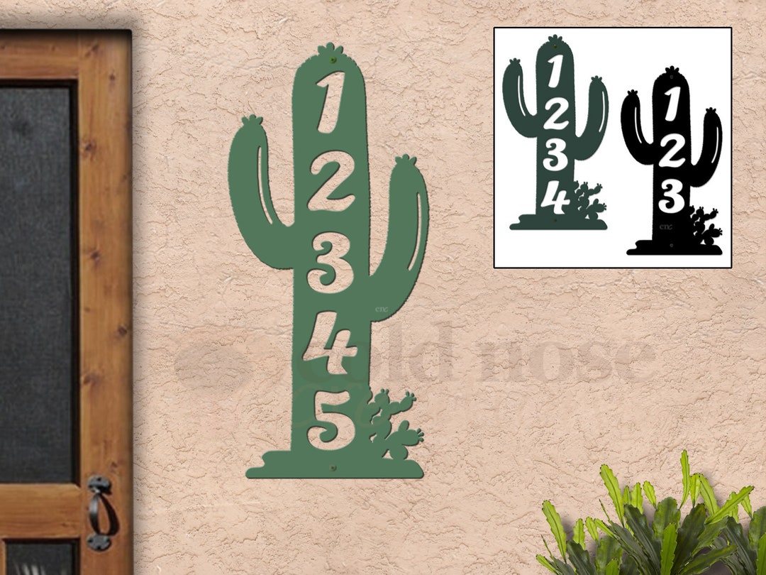 Southwest Theme Saguaro Cactus Vertical Metal Outdoor Personalized ...