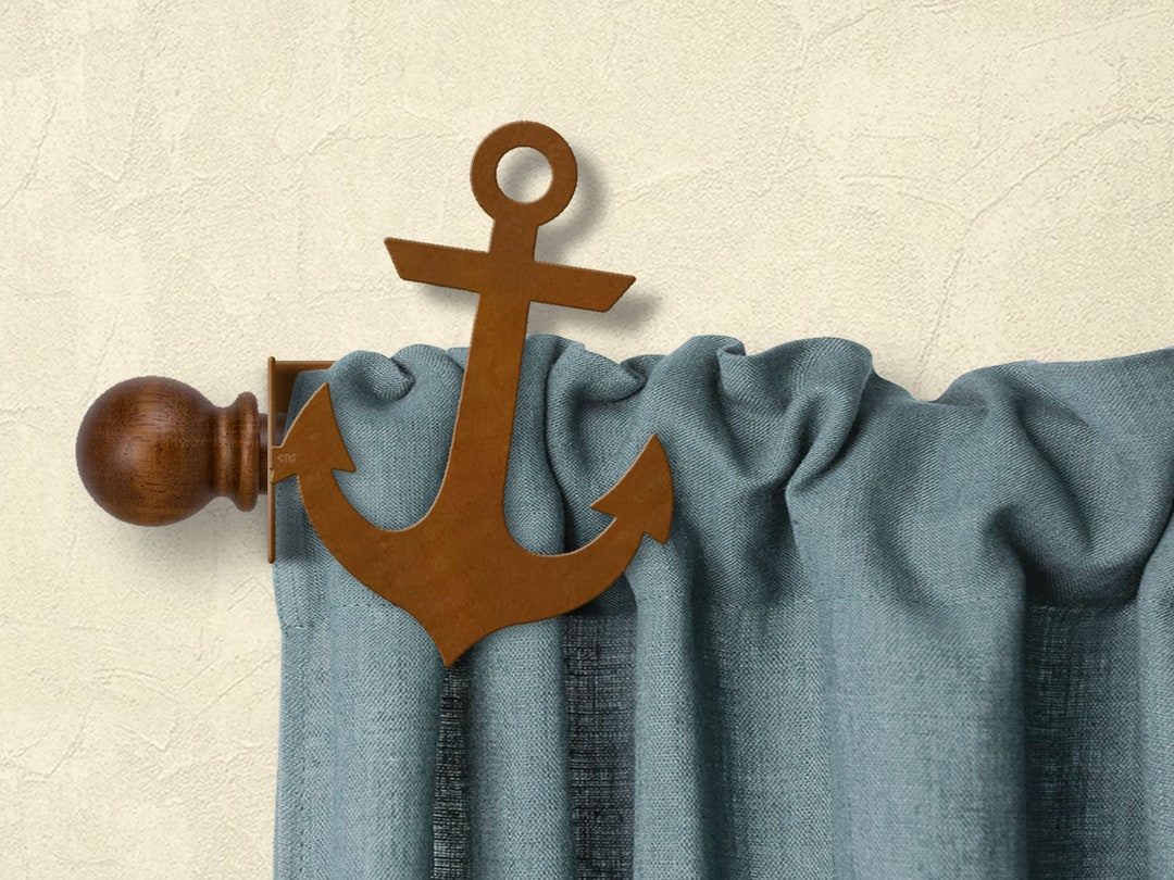 Coastal Theme Ship's Anchor Drapery Rod Holder - Individual Metal ...