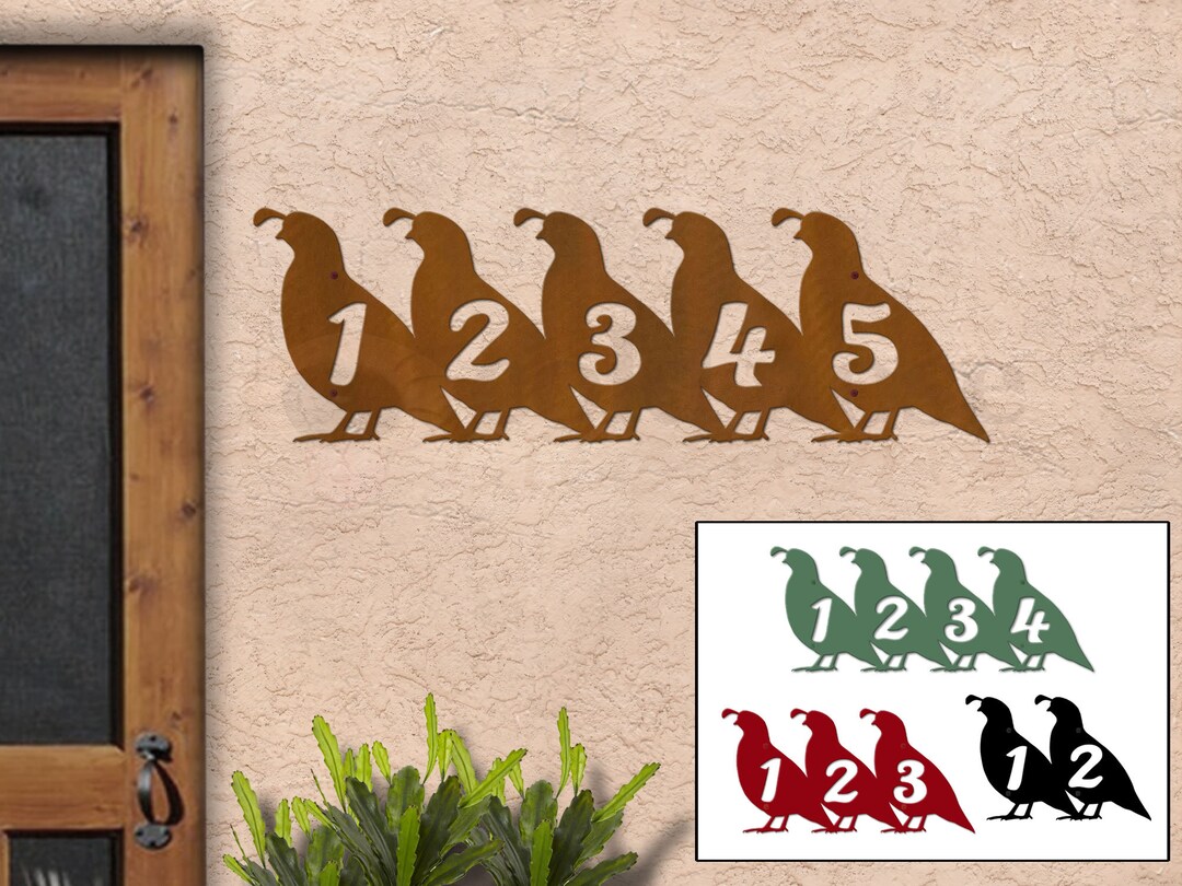 Southwest Quail Address Sign: Metal House Number Plaque, Personalized ...