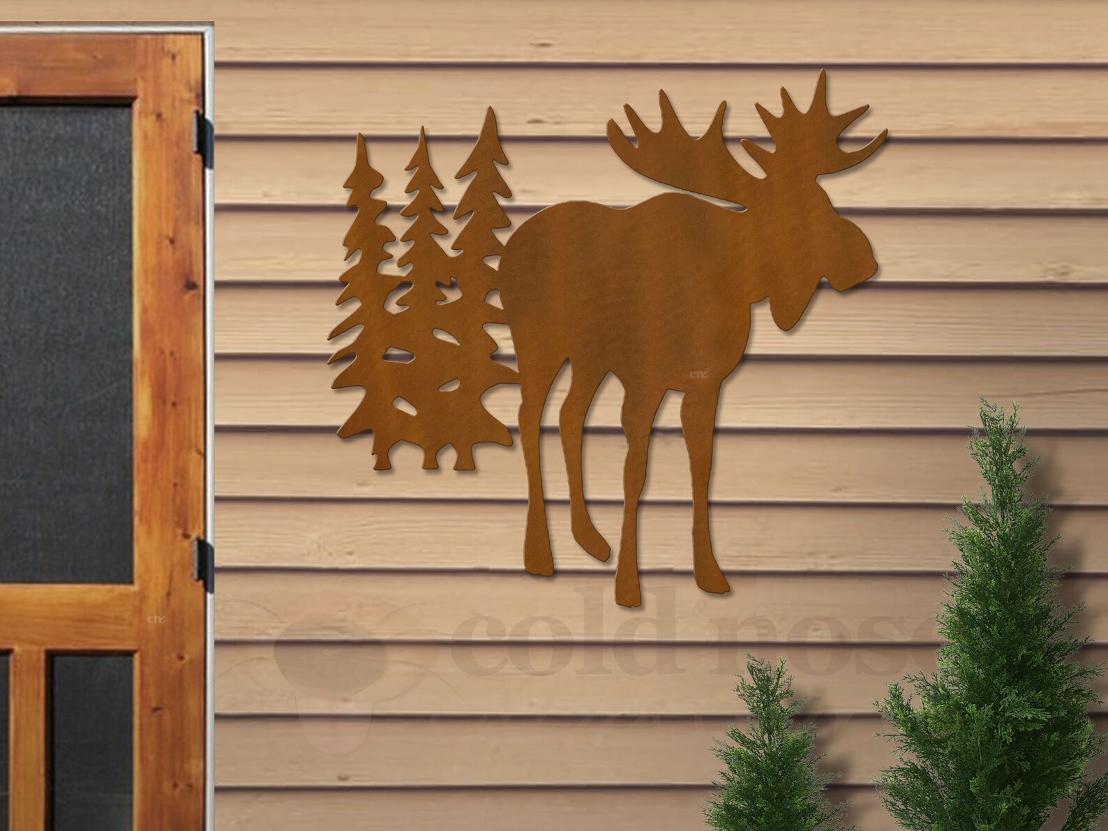 Large Metal Moose and Trees Wall Art: Rustic Lodge Decor - Etsy