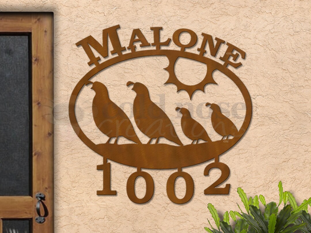 Southwest Quail Family Personalized Address Name And/or Number Sign for ...