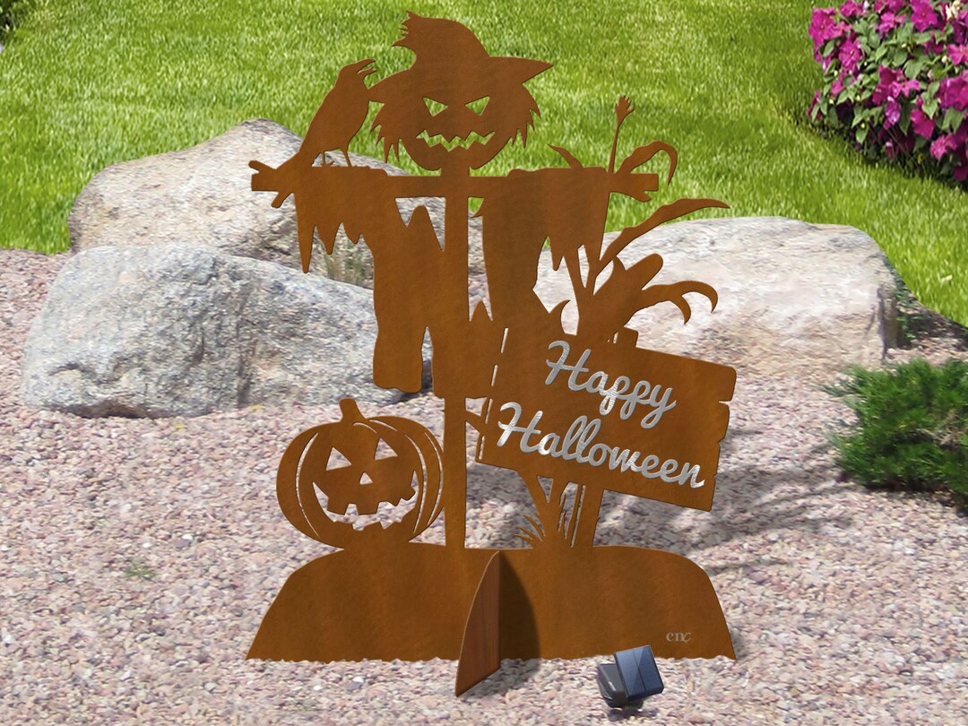 Reflective Personalized Scarecrow Halloween 36 or 40in Rust Metal ...
