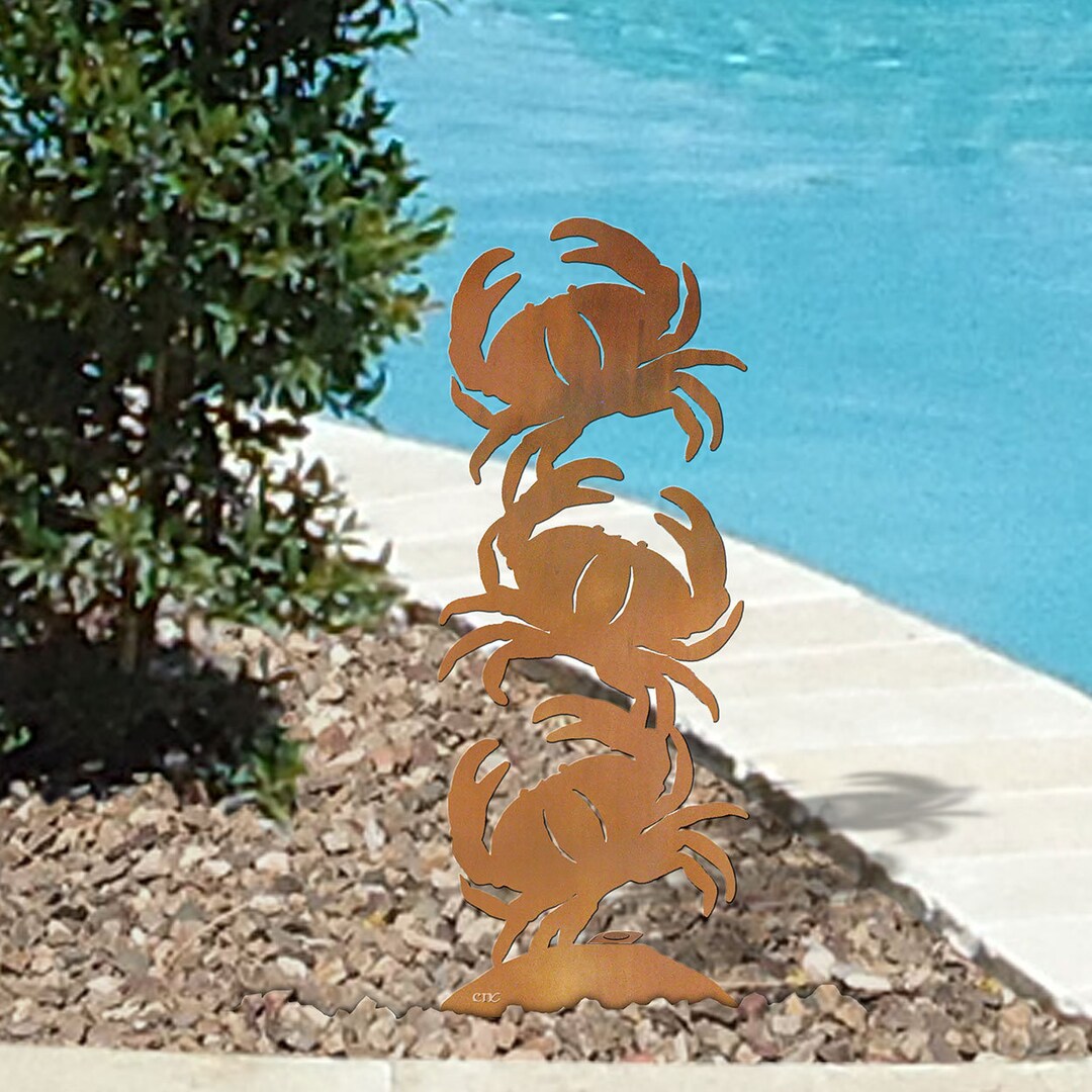 Coastal Theme Crabs 18in Rust Metal Outdoor Garden Art Silhouette ...