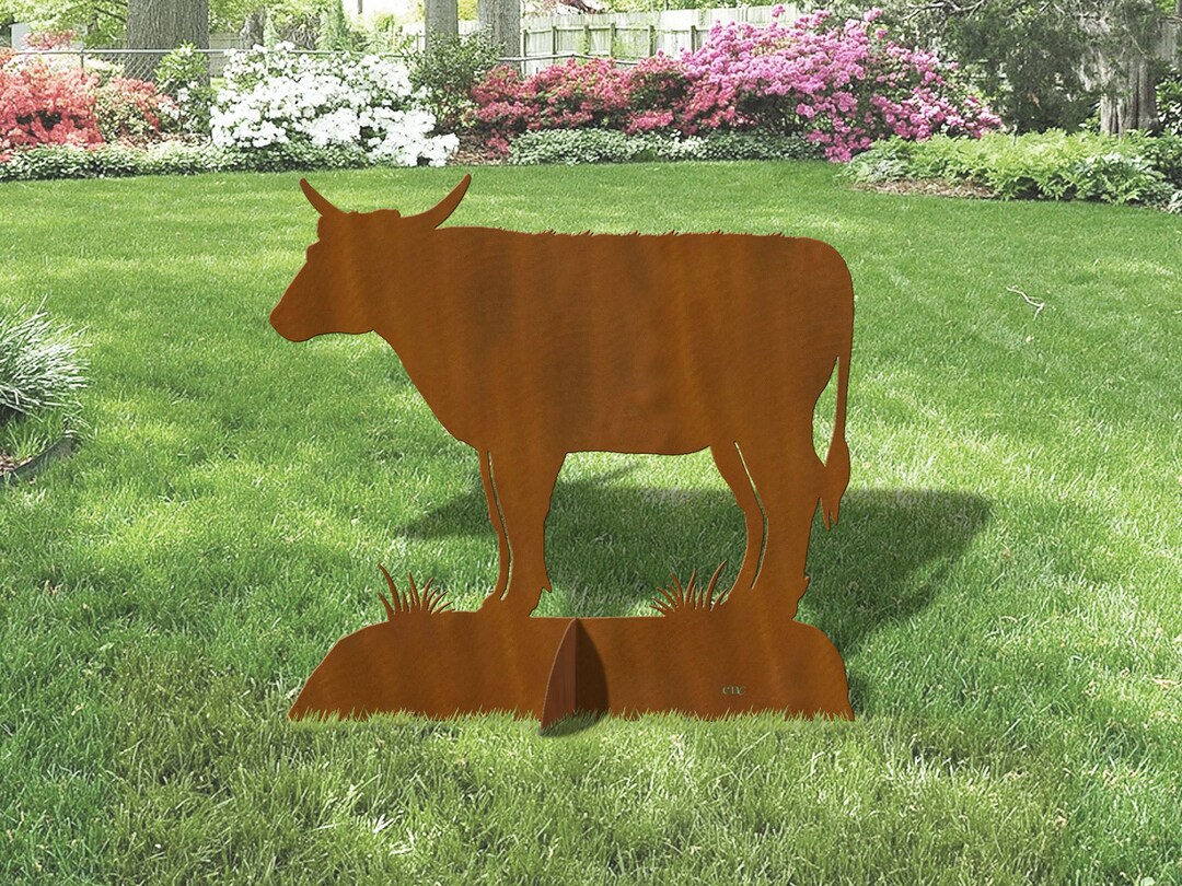 Rustic Metal Steer Statue: 36in Wide Country Yard Art - Etsy