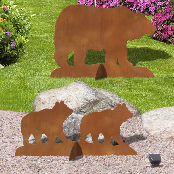 Metal Bear Family Yard Art - Etsy