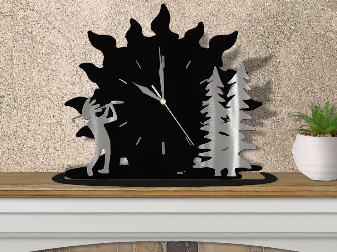 Golf Theme Metal Shelf / Mantle Clock - Kokopelli Golfer and Trees With ...