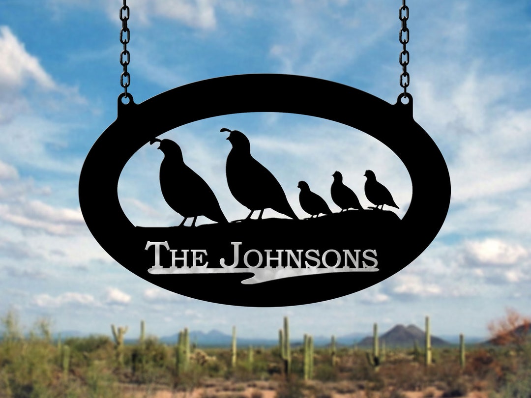 Quail Family - Southwestern Decor - Double-sided Reflective Custom Text ...