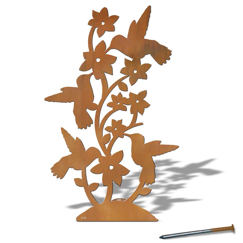 Birds Theme Hummingbirds 18in Rust Metal Outdoor Garden Art Silhouette ...