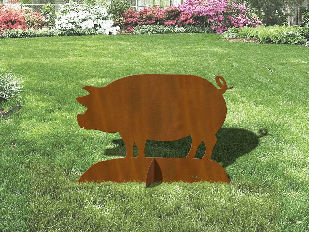 Rust Metal Pig Garden Art: 36in Wide Country Lawn Statue - Etsy