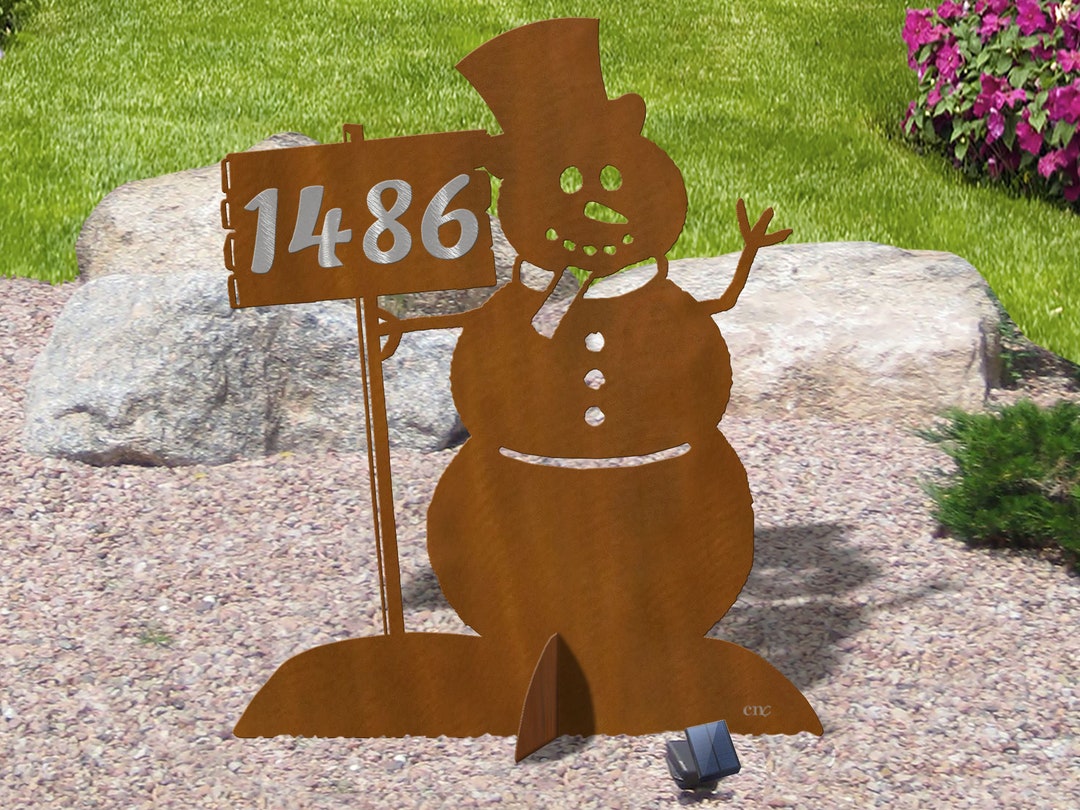 Reflective Personalized Christmas Snowman 36 or 40" Rust Metal Outdoor ...