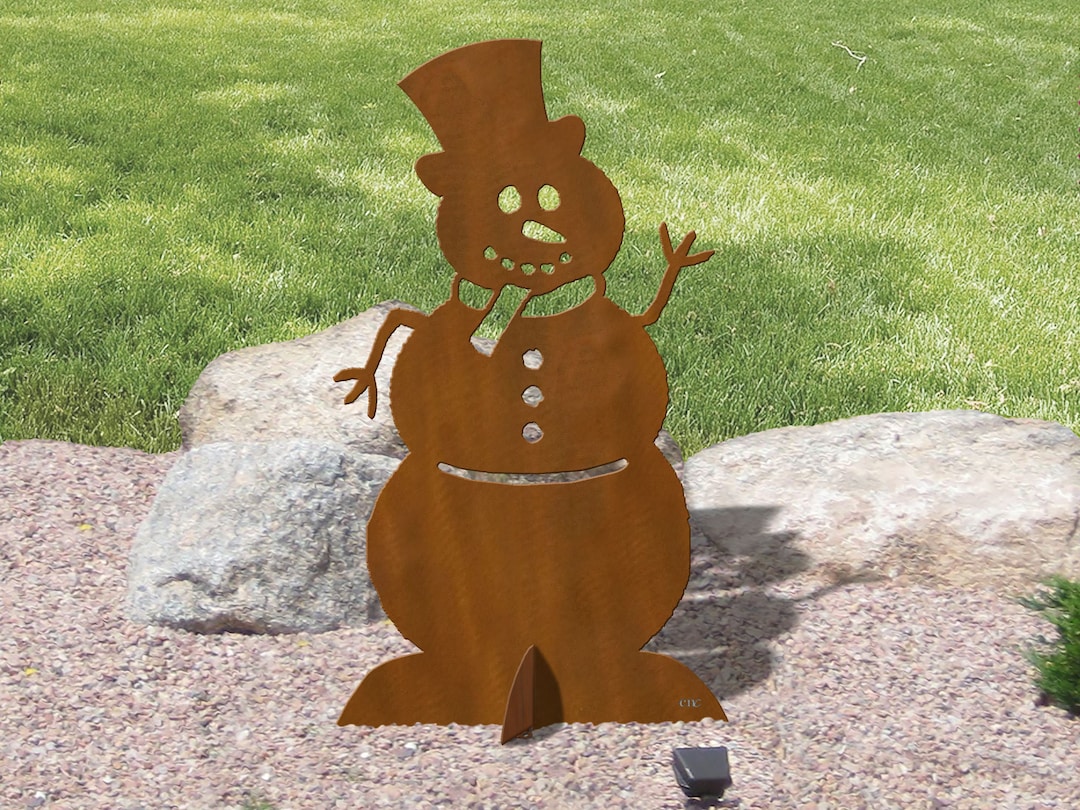 42in Tall Christmas Decoration Snowman Rust Metal Sturdy Outdoor Yard ...