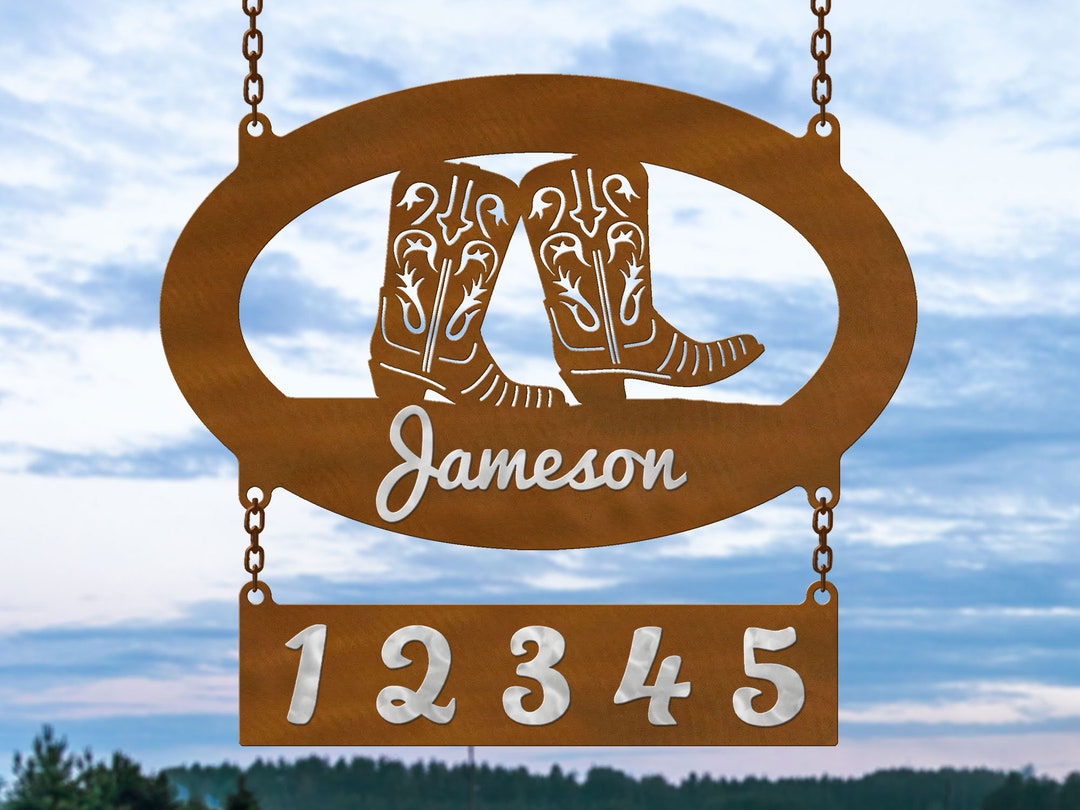 Custom Cowboy Boots Metal Sign: Reflective Western Decor - Etsy