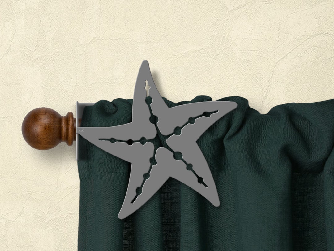 Coastal Theme Starfish Drapery Rod Holder - Individual Metal Curtain ...
