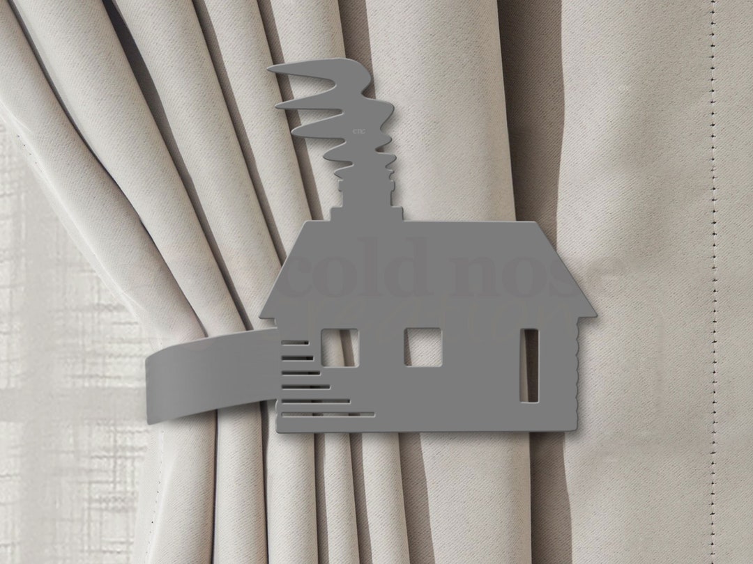 Log Cabin Curtain Holdback: Lodge Metal Drapery Tieback - Rust, Black ...