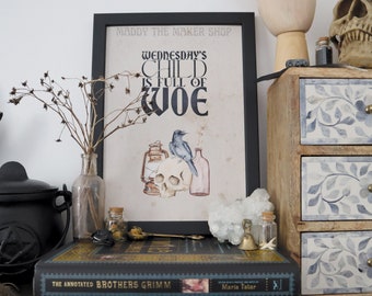 WEDNESDAY ADDAMS TYPEWRITER Poster Printable, Wednesday Addams Poster ...