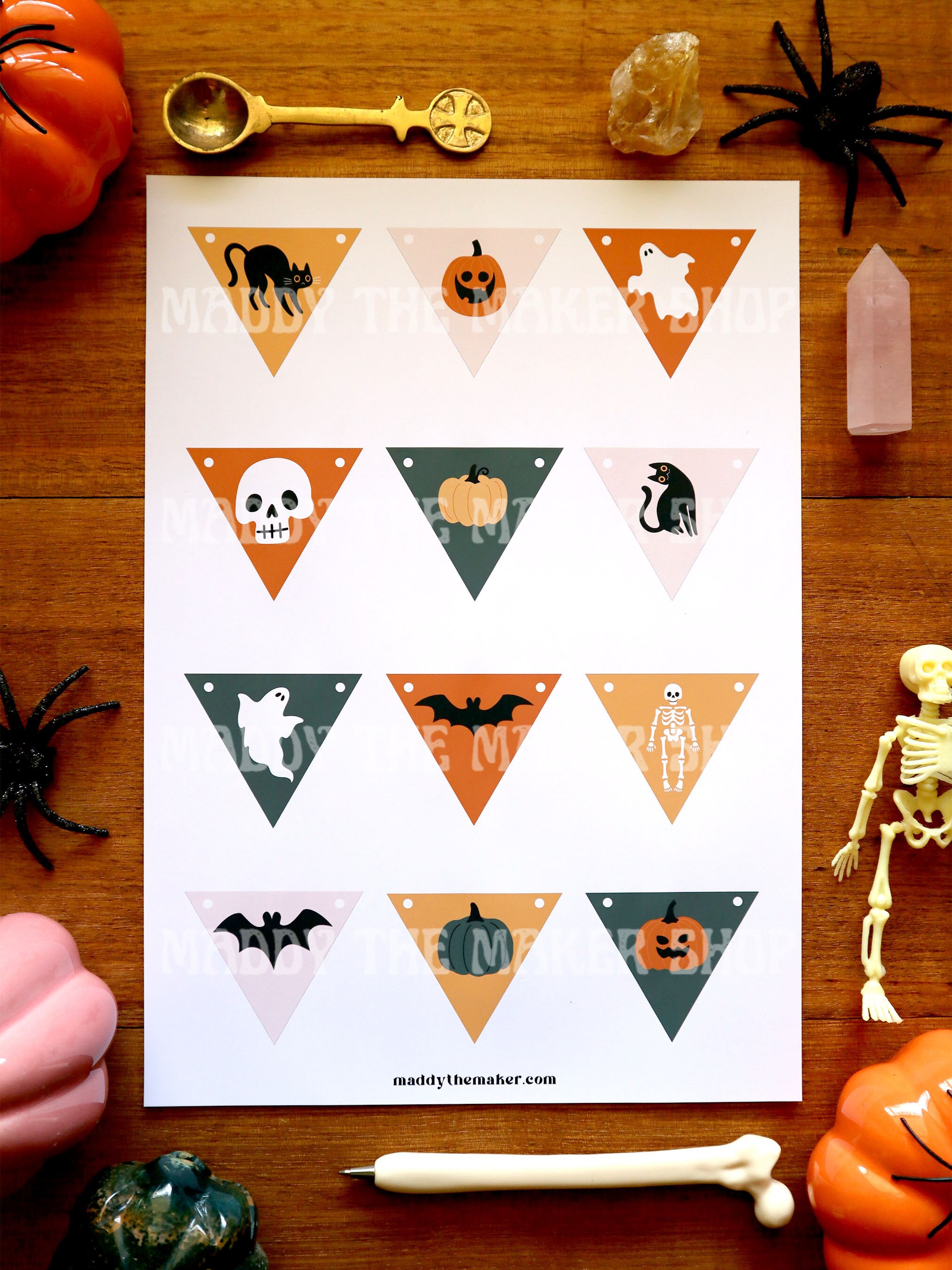 MODERN HALLOWEEN MINI Bunting Printable Halloween Triangle - Etsy
