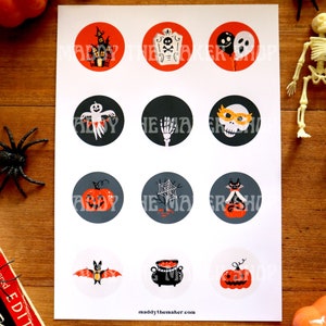 RETRO HALLOWEEN CUPCAKE Topper Printable, Halloween Cupcake Topper ...
