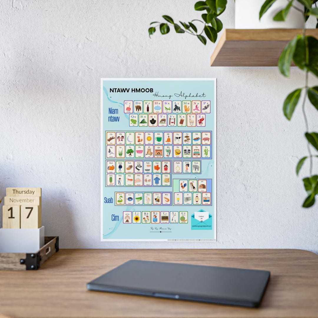 Hmong Alphabet Glossy Poster, Hmong Language Learning, Educational Wall ...