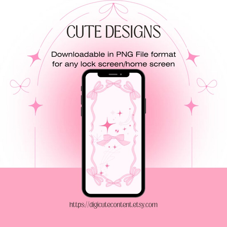 Phone Wallpapers Pink Pretty Cute Designs Digital Downloadable Kawaii ...