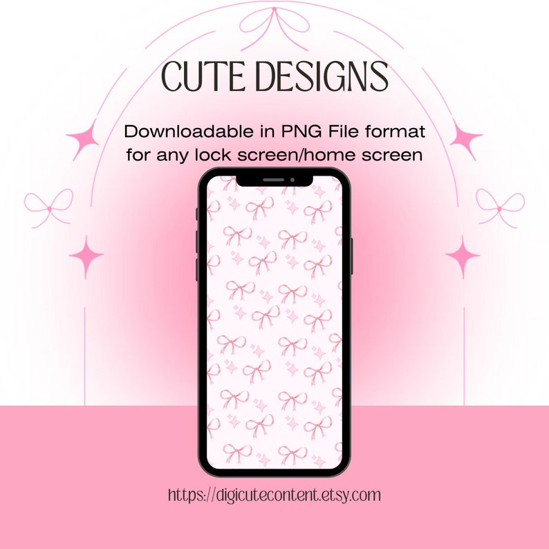 Phone Wallpapers Pink Pretty Cute Designs Digital Downloadable Kawaii ...