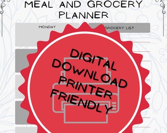 Meal Planner and Groceries List, Weekly Menu Planner, Weekly Meal ...