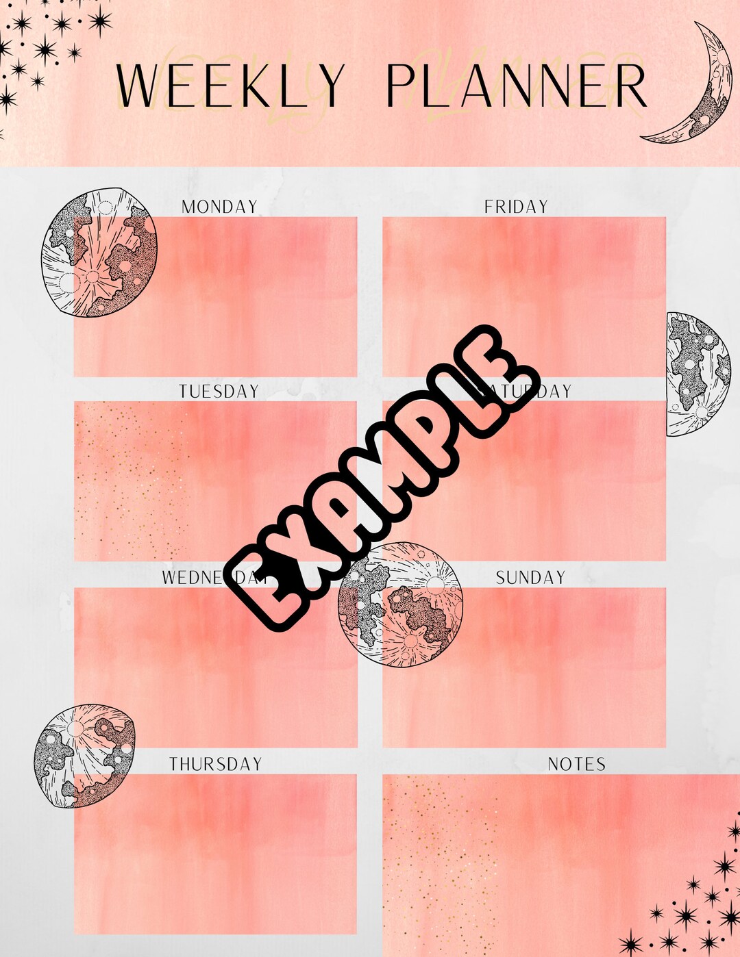 Weekly Planner Pink and Gold - Etsy