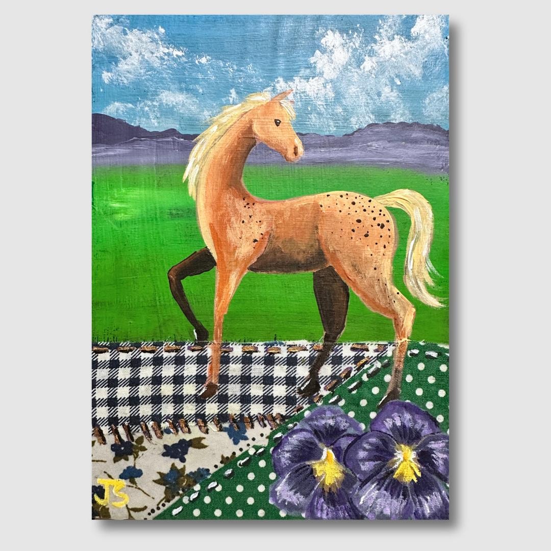 Original Pintaloosa Horse Painting – Folk Art Collage With Vintage ...