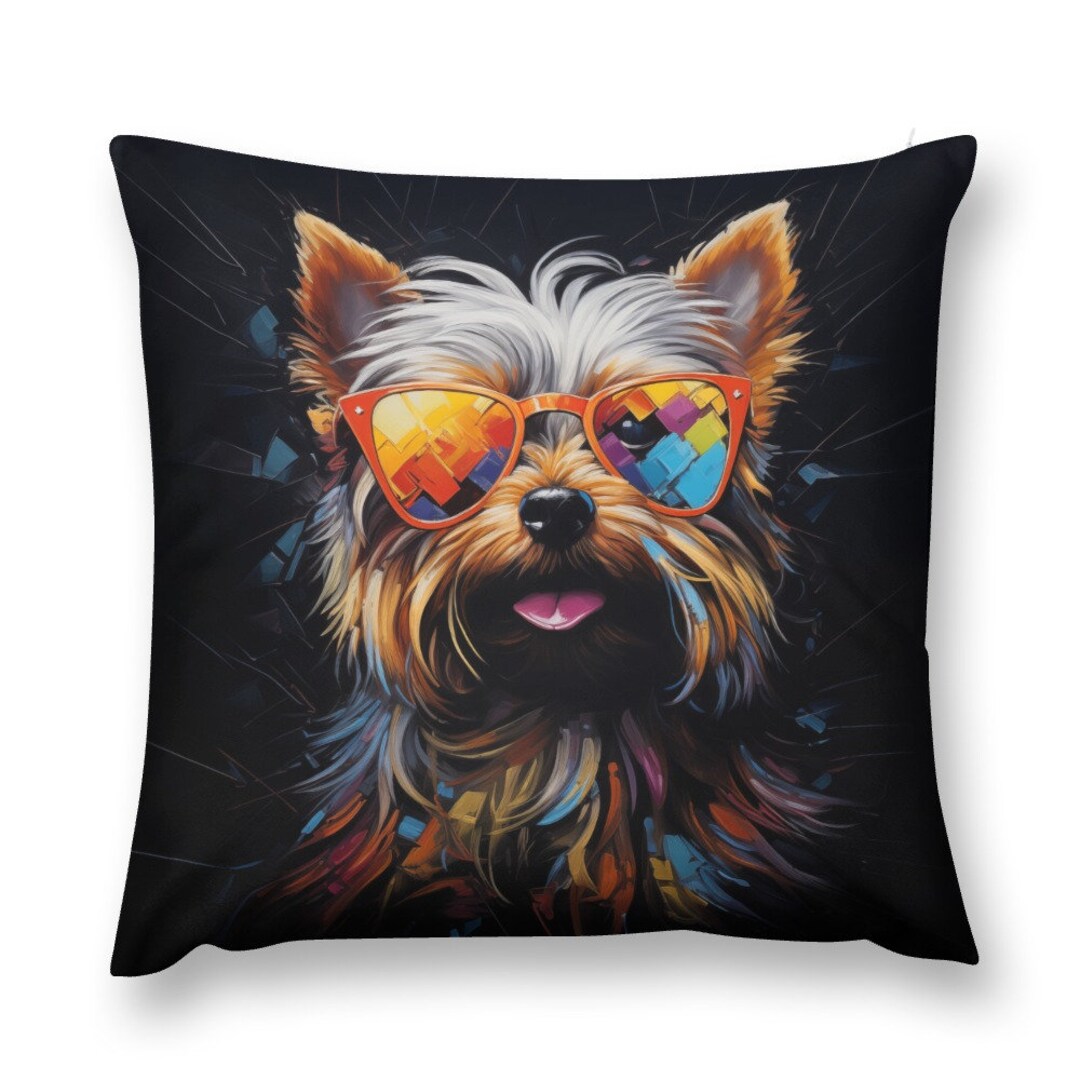 Spray Paint Modern Art Yorkshire Terrier Yorkie | Dog With Sunglasses ...
