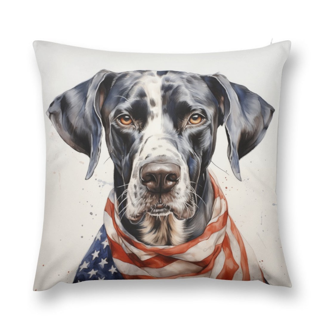 Great Dane Watercolor Art Fourth of July Patriotic Dog American Flag ...
