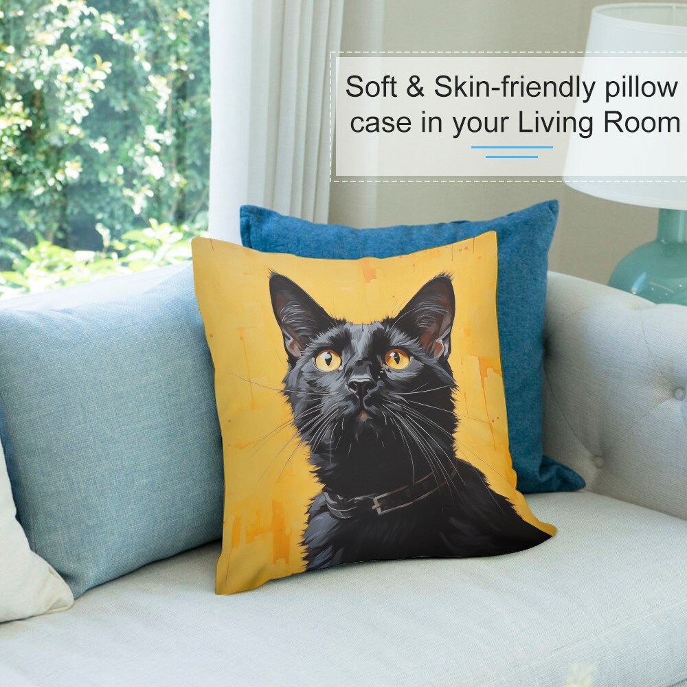 Black Cat Modem Art Cat Design Sleek Home Decor Cat Artwork Throw ...