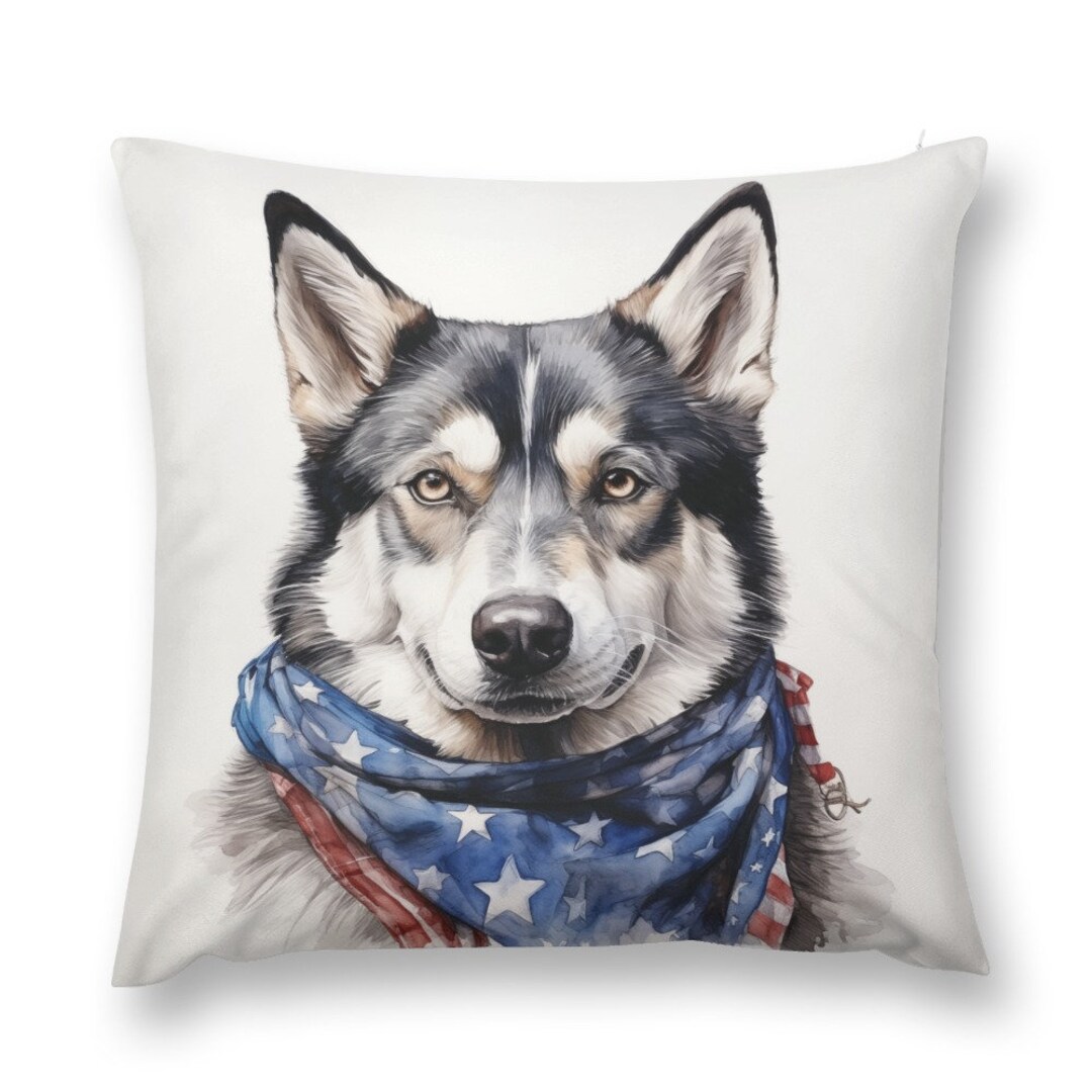Siberian Husky Watercolor Art Fourth of July Patriotic Dog American ...