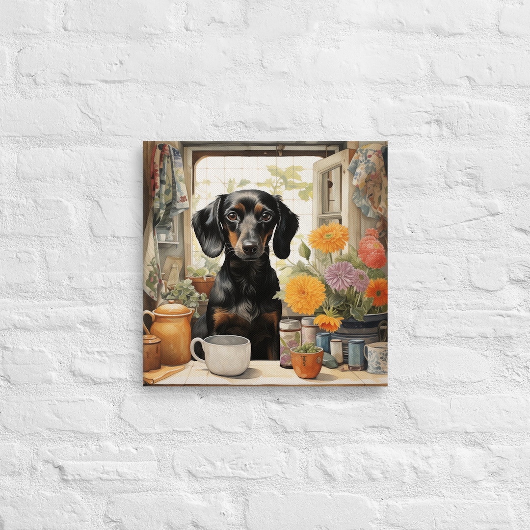 Adorable Dachshund Weiner Dog Stretched Canvas Print Ready to Hang ...