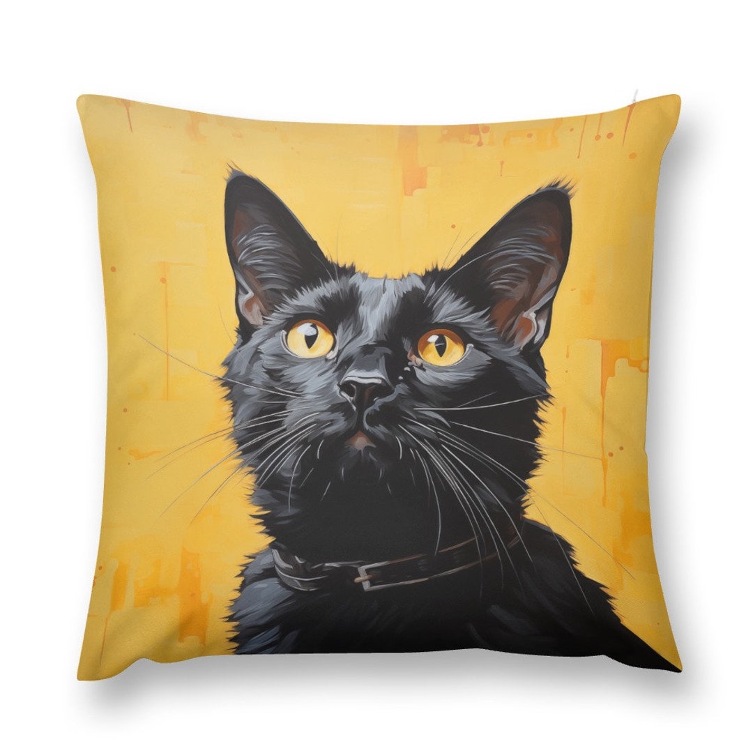 Black Cat Modem Art Cat Design Sleek Home Decor Cat Artwork Throw ...