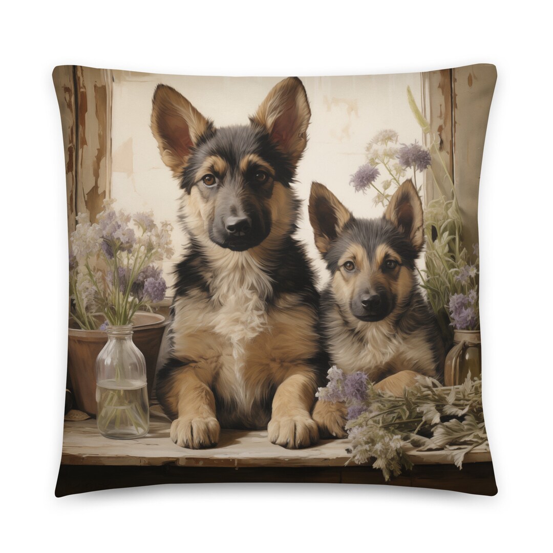German Shepard Puppies | Dog Designs | Dog Portraits | 18x18 and 22x22 ...