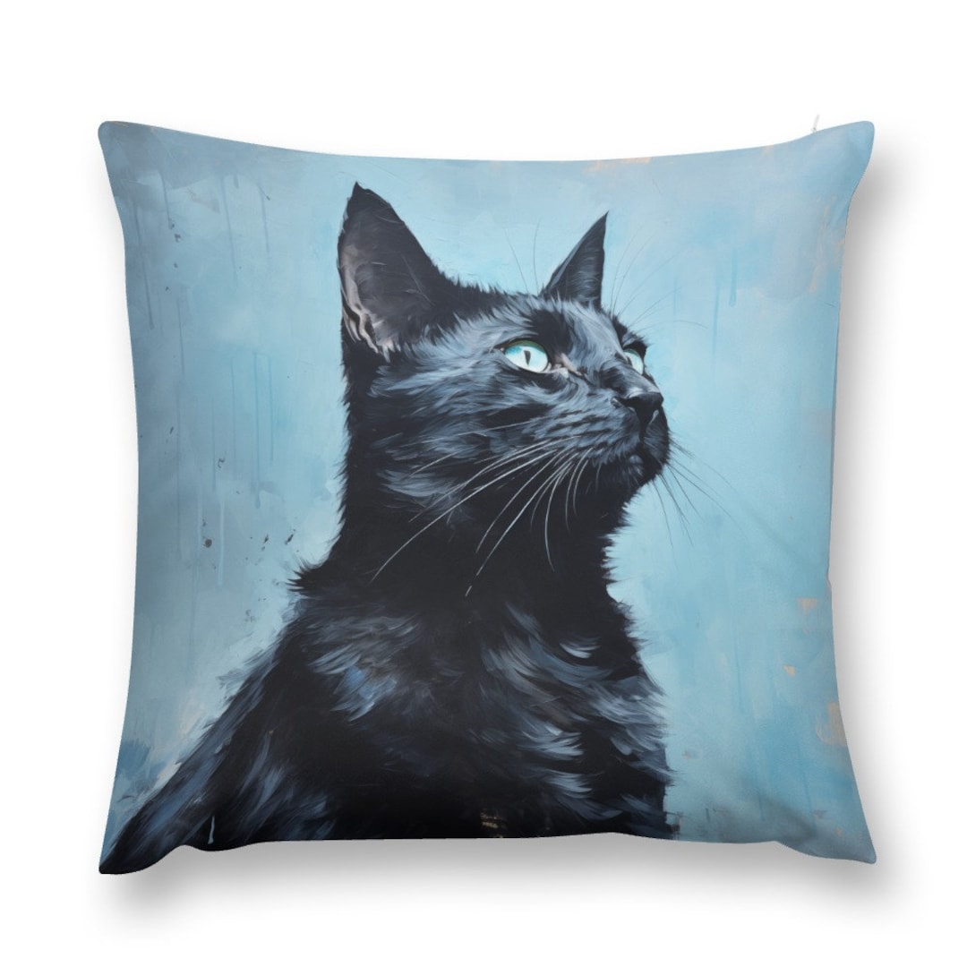 Black Cat Modem Art Cat Design | Sleek Home Decor | Cat Artwork | Throw ...