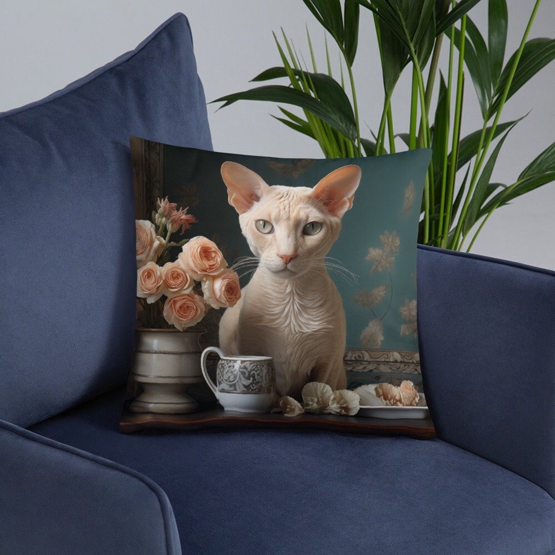 White Cornish Rex Hairless Cat | Cat Designs | Witches Familiar | 18x18 ...