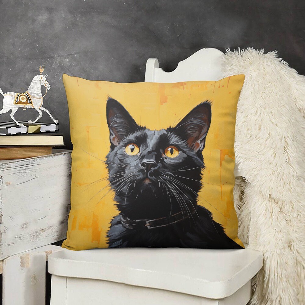 Black Cat Modem Art Cat Design Sleek Home Decor Cat Artwork Throw ...