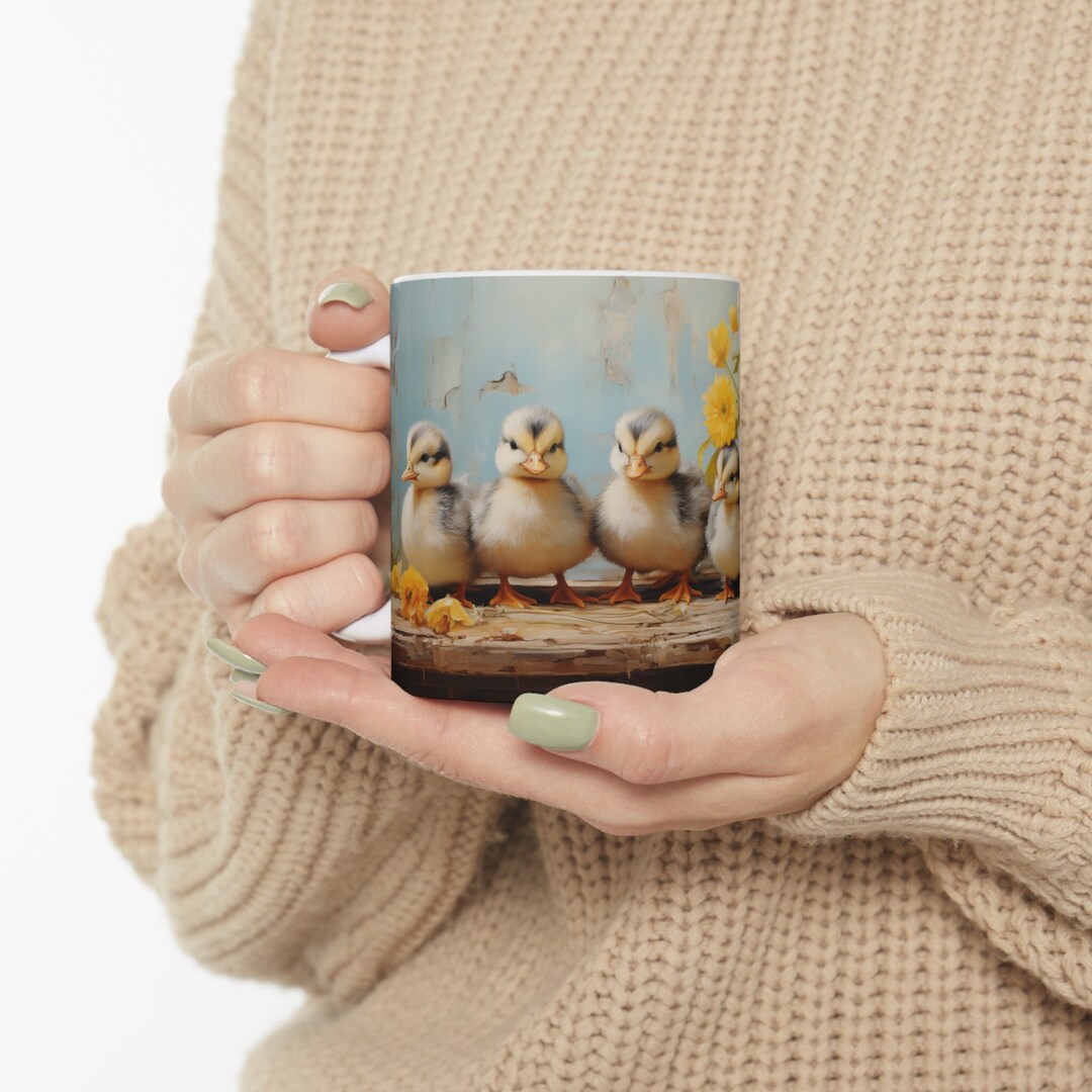 Five Playful Ducklings With Flowers | Cute Duckling Teacup | Duck ...
