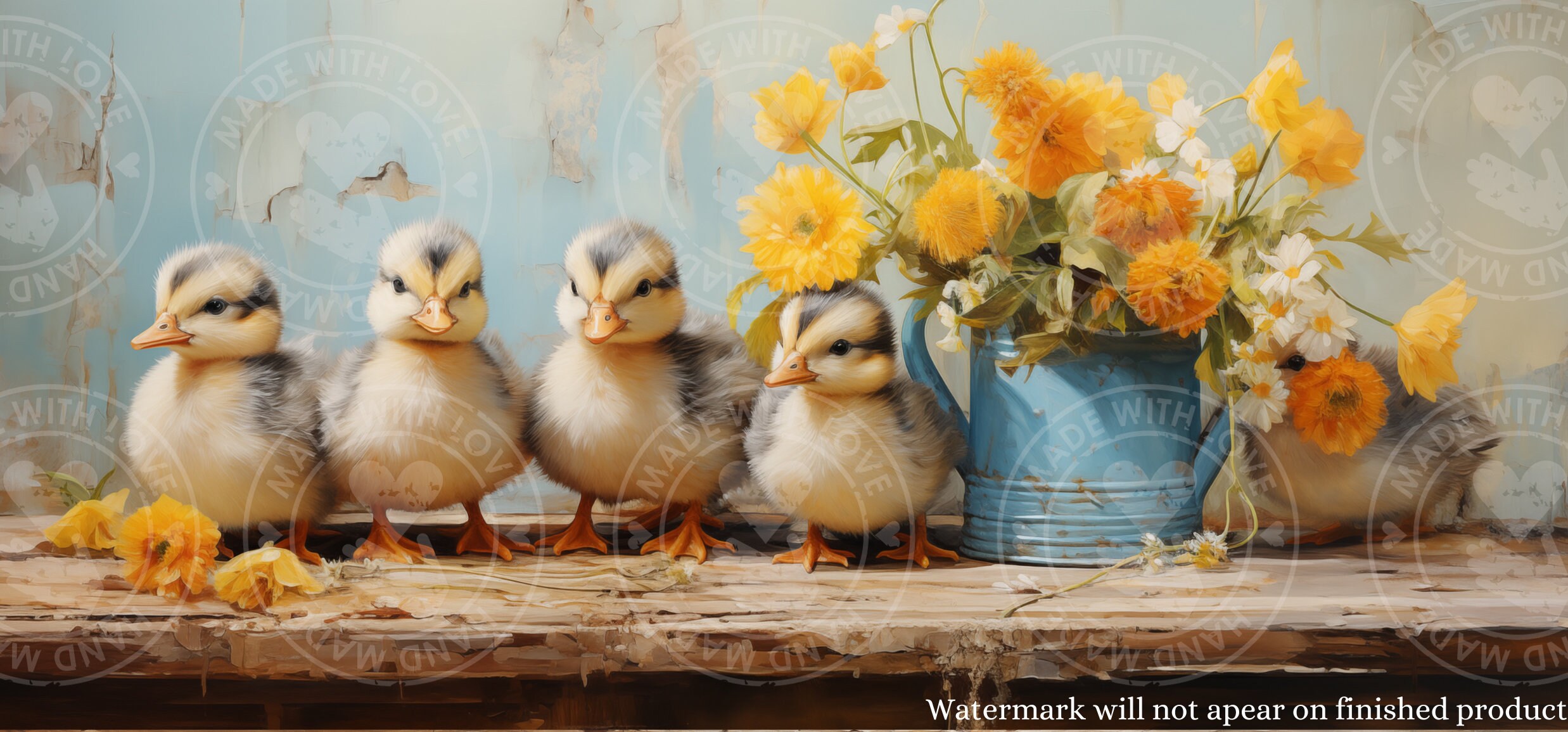 Five Playful Ducklings With Flowers Cute Duckling Teacup Duck Ceramic ...