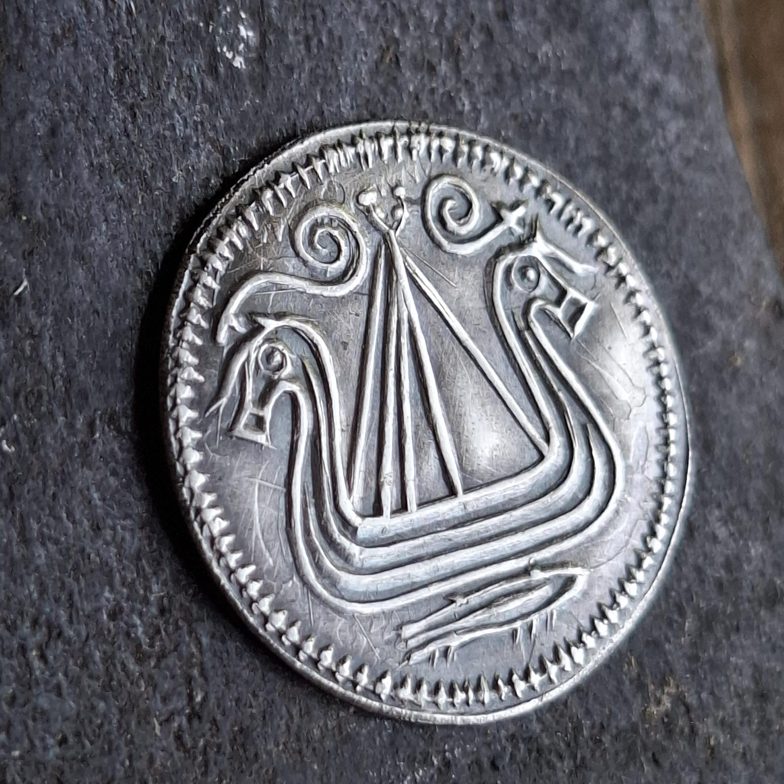Fine Silver Viking Ship Coin Replica, Hand Stamped Rooster Motif - Etsy