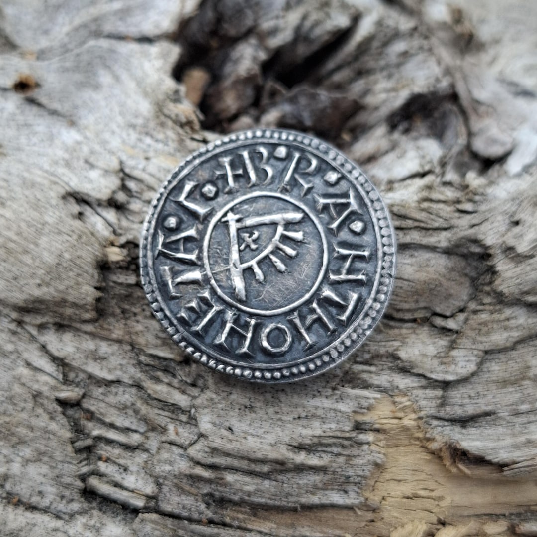 One Museum Quality Triquetra Banner Viking Penny Coin Replica Made in 999 Fine Silver Hammered ...