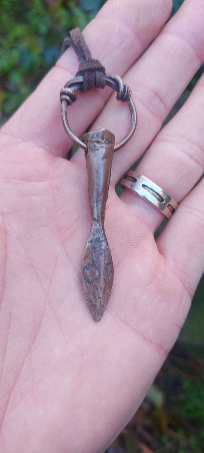 Hand Forged Bronze Viking God Odin Spear Gungnir Pendant , Pegan Amulet ...