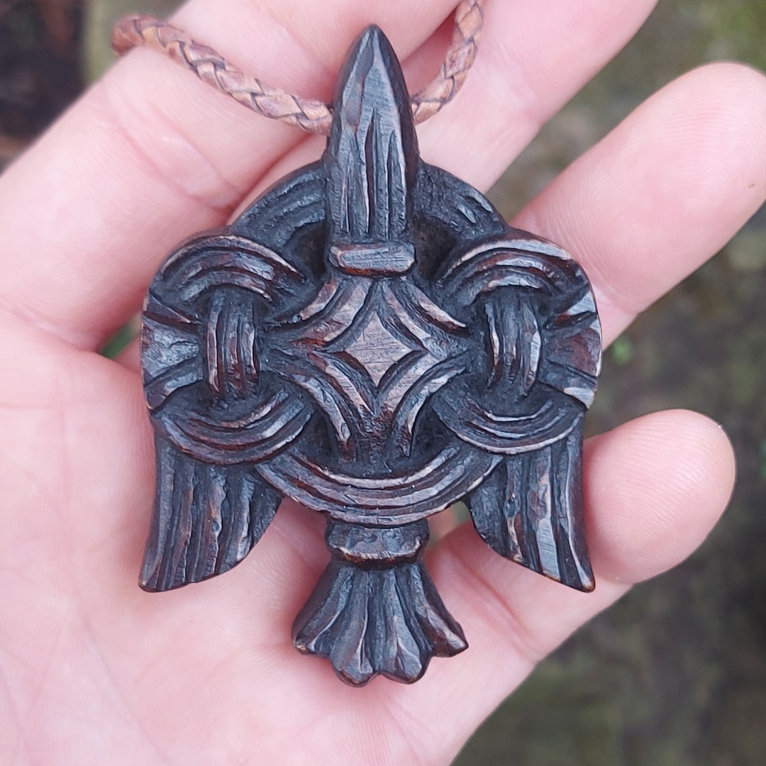 Hand Carved Moose Antler Viking God Odin Raven Pendant, Pegan Amulet ...