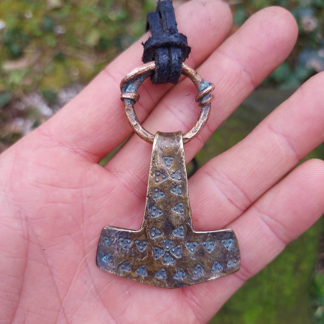 Hand Made Mjolnir Brass and Bronze Viking Pendant Thors Hammer Mjölnir ...