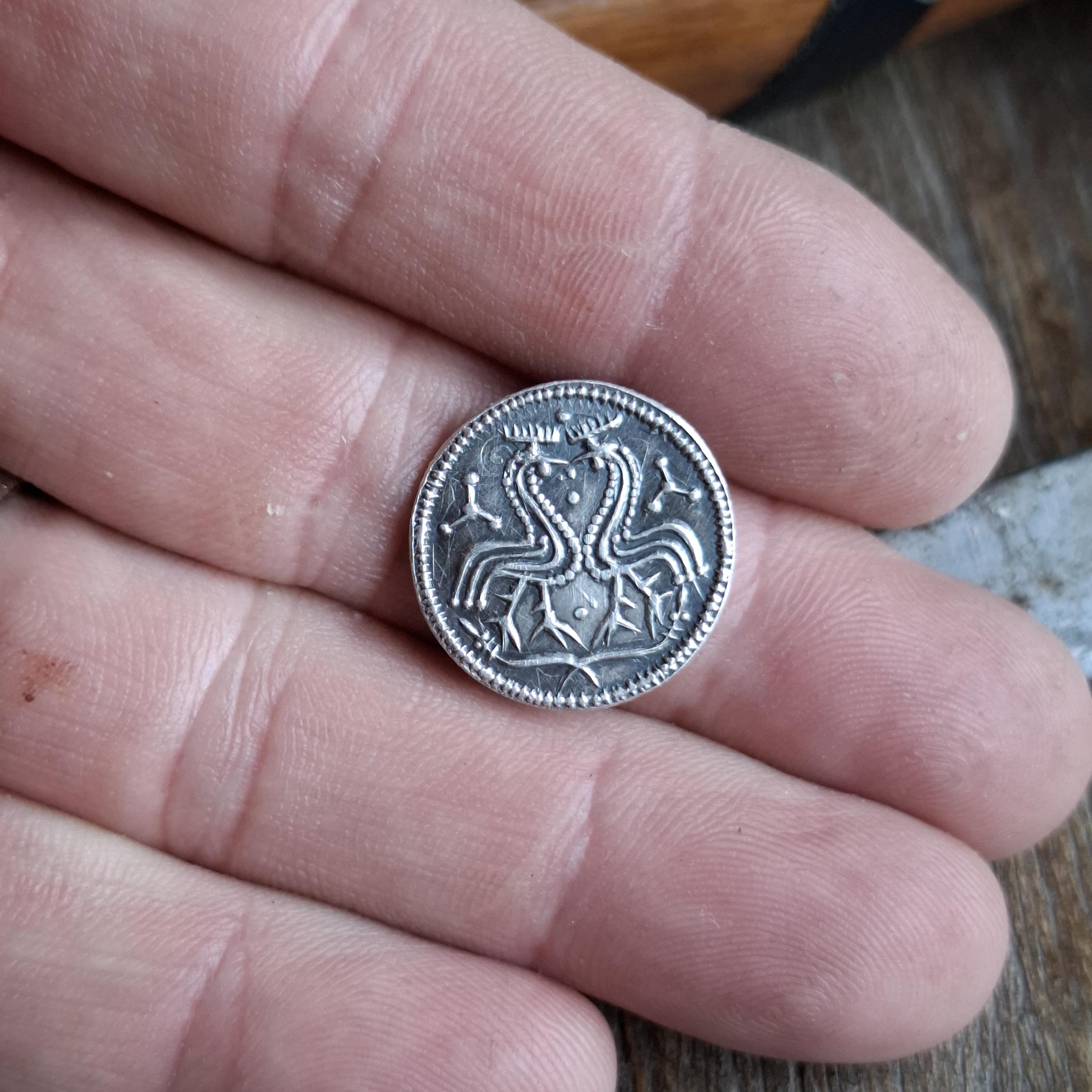Fine Silver Viking Ship Coin Replica, Hand Stamped Rooster Motif - Etsy