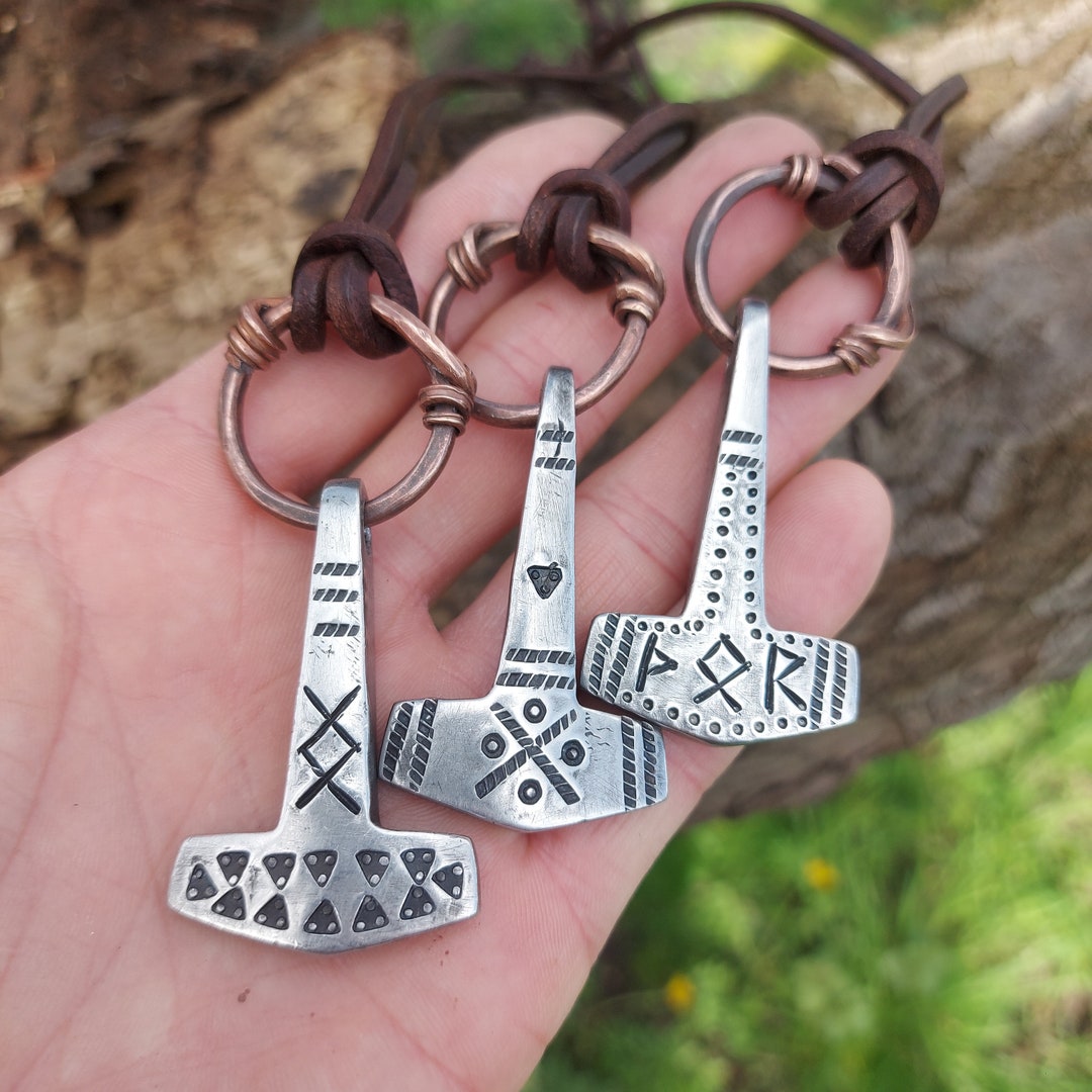 Hand Made Chunky Mjolnir Made in Pewter and Bronze Viking Pendant Thors ...