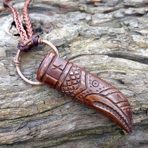 Hand Carved Viking Antler Pendant of Odin's Raven With Odin Written in ...