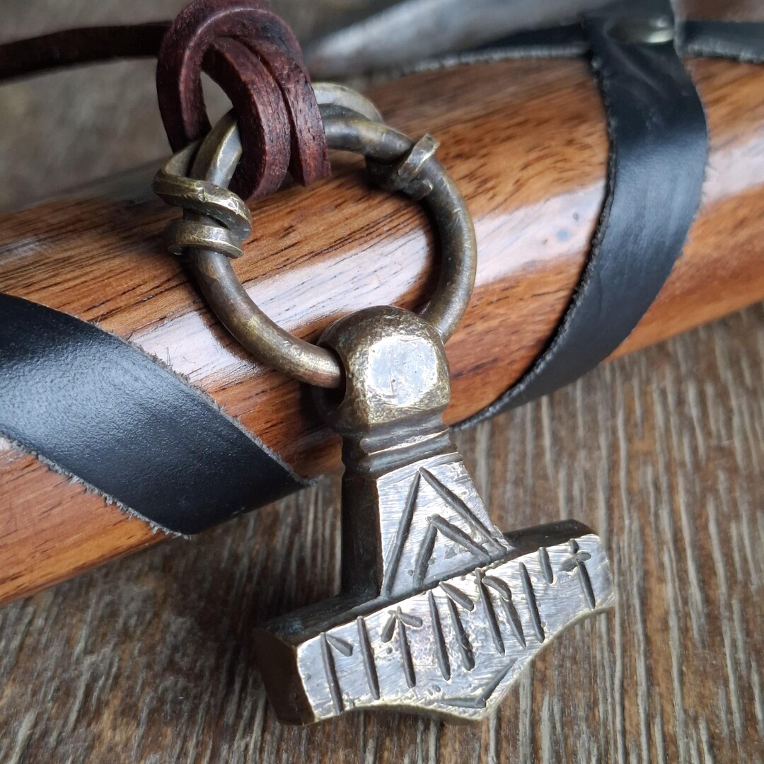 Solid Brass Thor Hammer Mjolnir With Oseberg Ship Runes ''man Knows ...